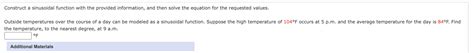 Solved Construct A Sinusoidal Function With The Provided