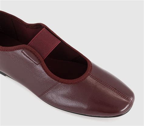 Office Fraser Soft Elastic Mary Jane Ballet Flats Burgundy Flat Shoes