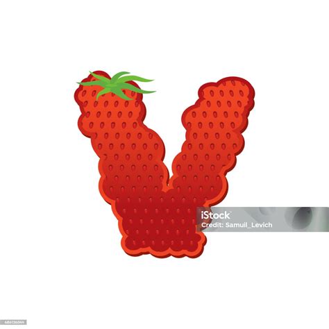 편지 V 딸기 폰트입니다 레드 베리 글자 알파벳입니다 과일 Abc 0명에 대한 스톡 벡터 아트 및 기타 이미지 0명 과일 기둥 머리 Istock