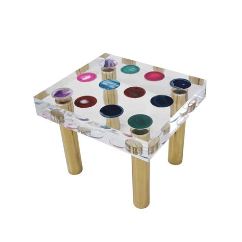 Superego Contemporary Modern Italian Plexiglass And Brass Side Table