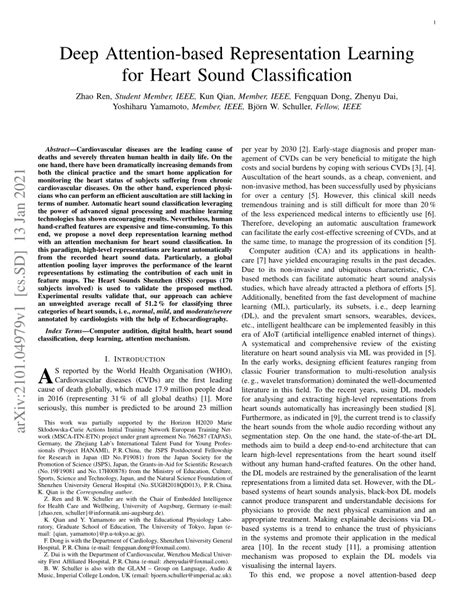 Pdf Deep Attention Based Representation Learning For Heart Sound Classification