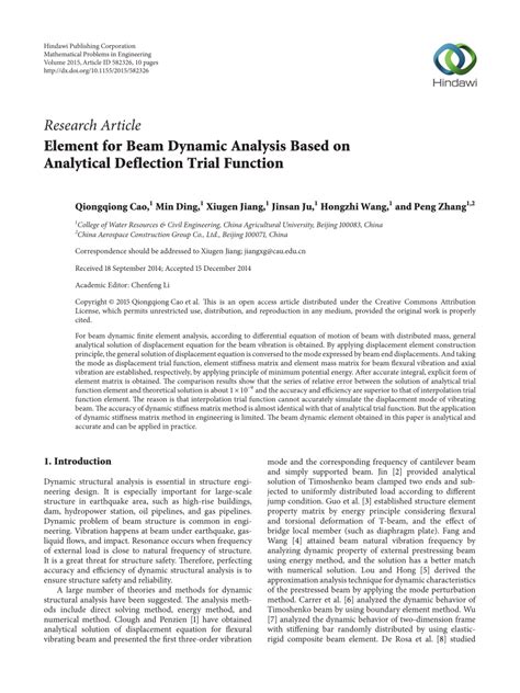 Pdf Element For Beam Dynamic Analysis Based On Analytical Deflection Trial Function