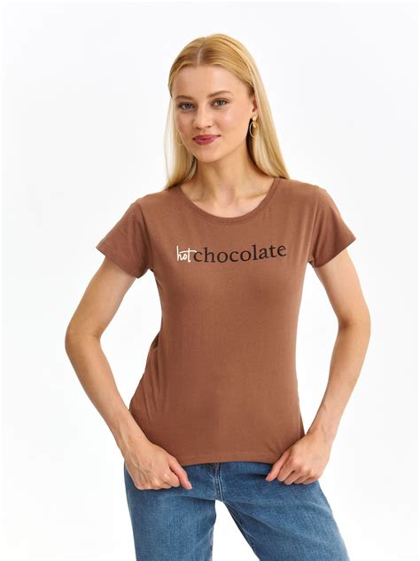 Кафява тениска с интригуващ надпис Trendo Bg