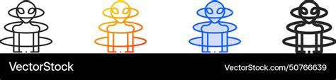 Alien Iconthin Linear Gradient Blue Stroke Vector Image