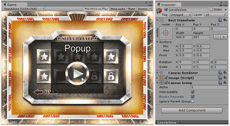 Примеры использования Canvasgroup в Unity Nubick