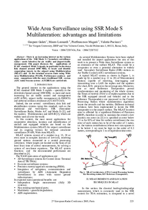 Pdf Wide Area Surveillance Using Ssr Mode S Multilateration Advantages And Limitations