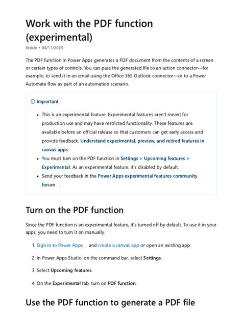 work with the pdf function experimental power apps microsoft