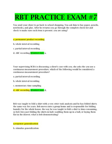 Rbt Practice Exam 7 Complete Test 75 Questions Answered 100 Correct Verified Scholarfriends