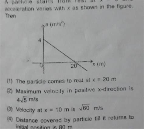 [answered] A Particle Acceleration Then Varies With X As Shown In The Kunduz