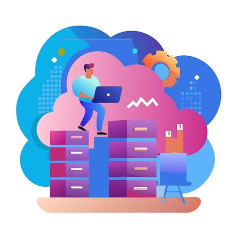 Análise De Dados E Conceito De Computação Em Nuvem Com Servidores E Usuários Vetor Premium