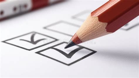 Red Pencil Marking Checkbox On Ballot Paper In A Minimal Political Red Pencil Marking Checkbox On Ballot Paper In A Minimal Political