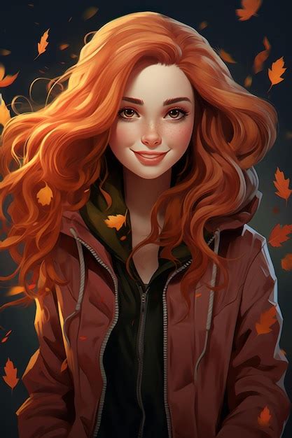Premium Ai Image An Illustration Of A Girl With Long Red Hair