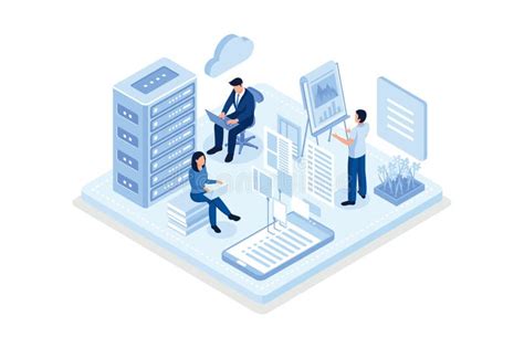 Data Center Concept With Character Can Use For Web Banner Infographics Hero Images Stock