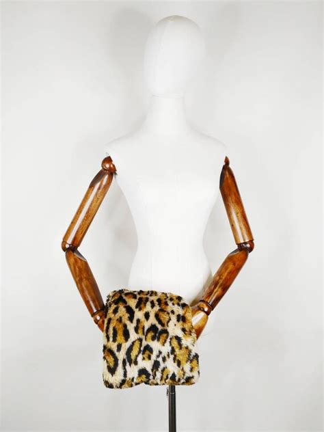 1960s Leopard Faux Fur Muff Vintage 60s Animal Prin Gem