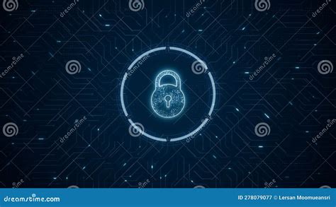 Blue Digital Security Key Logo And Futuristic Technotogy Circle Hud With Circuit Board And Data