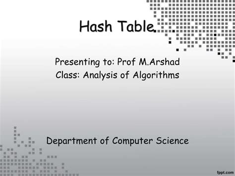Hash Table In Data Structure And Algorithm Ppt