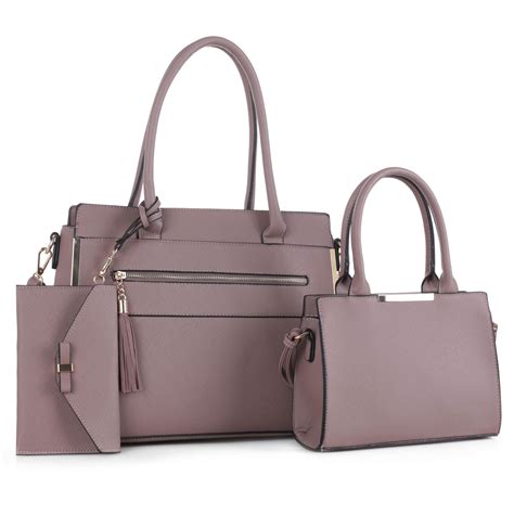 Womens Bold And Spacious Trilogy Faux Leather Mauve Wholesale Handbag