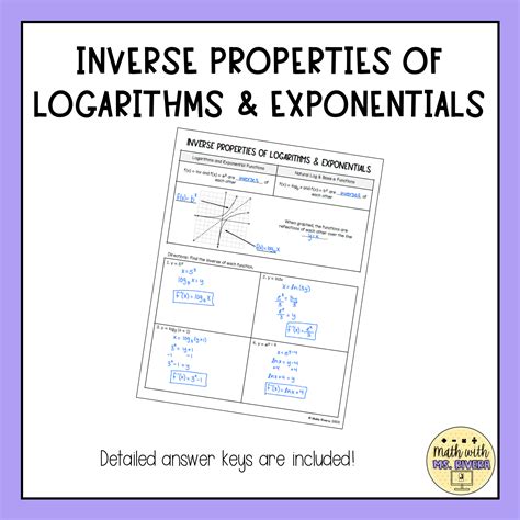 inverse properties of exponential and logarithmic functions guided notes
