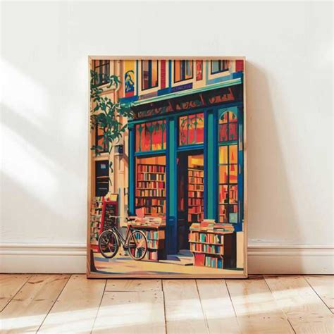Vintage Bookshop Poster Old Bookstore Print Antique Book Lover Wall