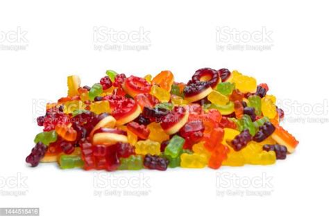 다채로운 젤리 사탕 모듬 평면도 젤리 도넛 젤리 곰 흰색 배경에 격리되어 있습니다 과일에 대한 스톡 사진 및 기타 이미지