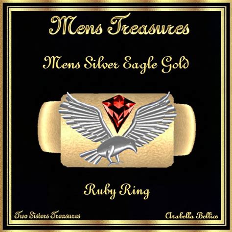 Second Life Marketplace Mt Mens Silver Eagle Gold Ruby Ring