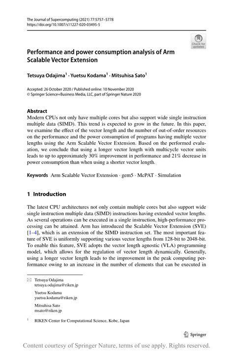 Performance And Power Consumption Analysis Of Arm Scalable Vector Extension Request PDF