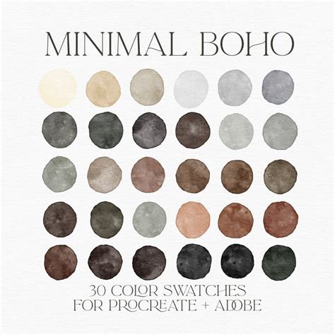 Minimalist Color Palette Palette For Procreate Boho Color Palette Muted Color Swatches For