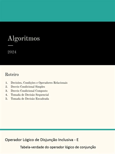 Algoritmos Aula 4 14 03 2024 Pdf Informática Ciência Da Computação