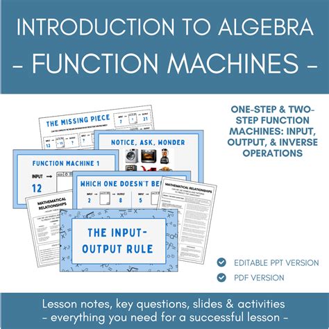 Introduction To Algebra Function Machines Lesson Notes Slides
