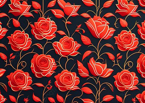 Rose Pattern Solid Dark Background Ai Artwork Rose Pattern Ai Artwork Red Rose Pattern Rose
