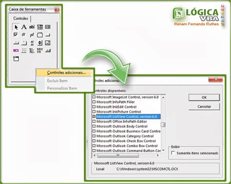 lógica vba como ativar o controle listview no excel