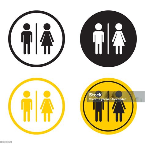 화장실 화장실 평면 벡터 아이콘 남자와 여자는 흰색 바탕에 화장실에 대 한 서명 가정의 방에 대한 스톡 벡터 아트 및 기타 이미지 가정의 방 고립 색상 공항 Istock