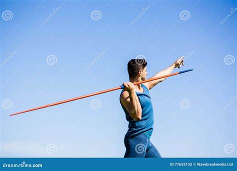 Athlete About To Throw A Javelin Stock Image Image Of Athletic Outdoors 77655133