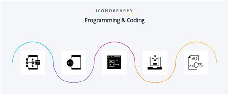 Programming And Coding Glyph 5 Icon Pack Including Development Coding Development Html