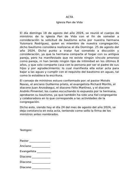 Acta De Bautismo Pdf