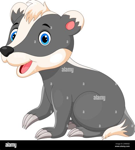 Cartoon Happy Honey Badger Isolated On White Background Stock Vector