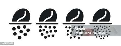 커피 곡물 분쇄 크기 분쇄 커피 원두 추가 미세 중간 거친 연삭도 아이콘 흰색 배경에 분리된 벡터 그림 커피 가루에 대한 스톡