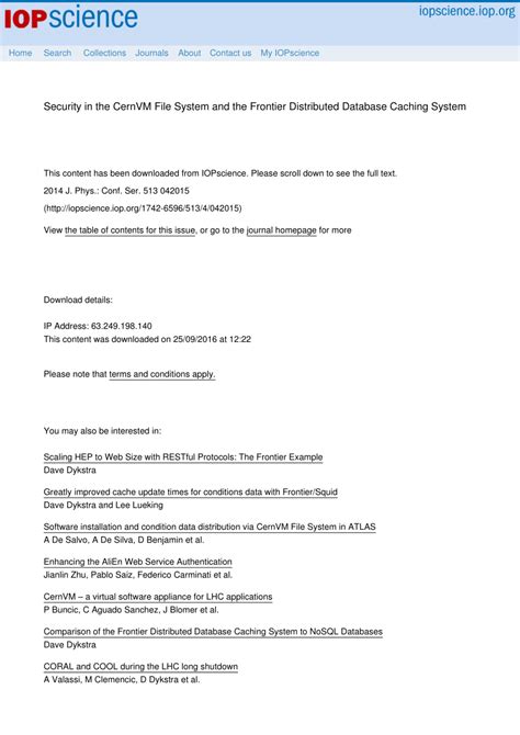 Pdf Security In The Cernvm File System And The Frontier Distributed