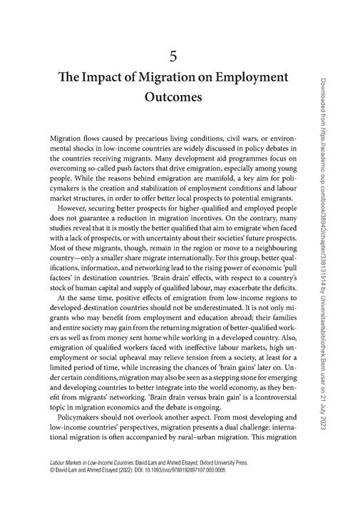 Lam And Elsayed 2021 The Impact Of Migration On Employment Outcomes 5 The Impact Of