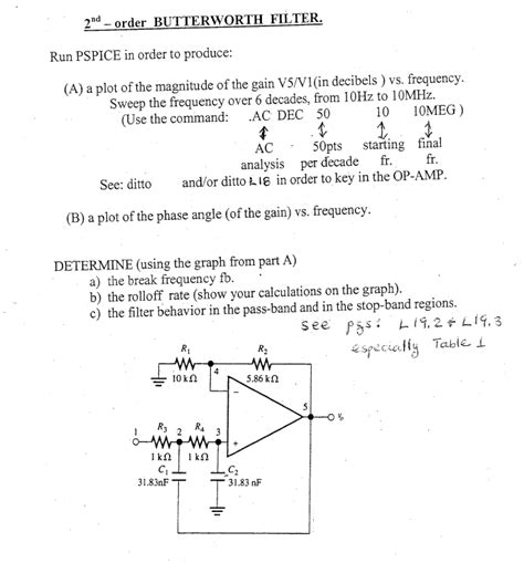 Solved 2nd − Order Butterworth Filter Run Pspice In Order