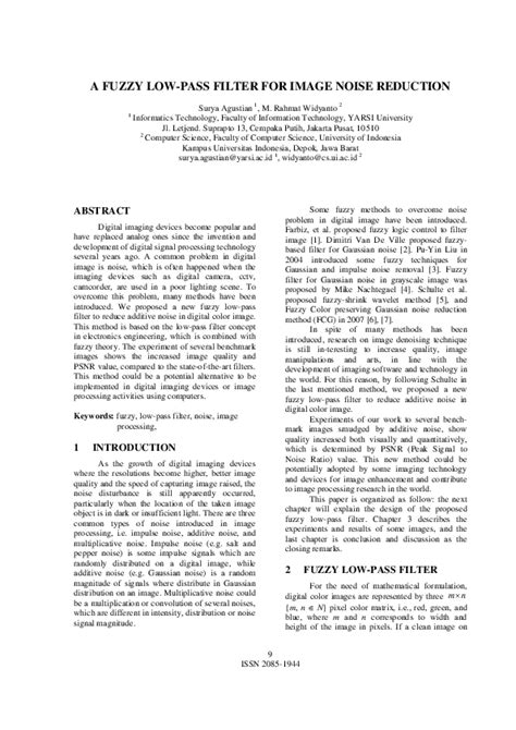 Pdf A Fuzzy Low Pass Filter For Image Noise Reduction