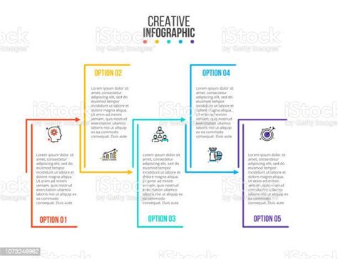 얇은 선 Infographic 위한 평면 요소입니다 다이어그램 그래프 프레 젠 테이 션 및 차트에 대 한 템플릿 5 옵션 부품 단계 또는 프로세스와 비즈니스 개념 0명에