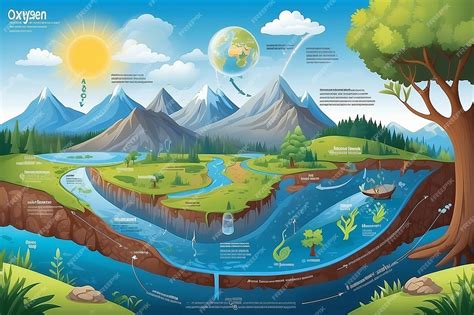 Oxygen Cycle Diagram For Science Education Premium Ai Generated Image