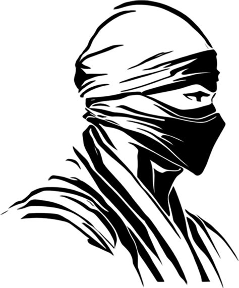 Ninja Face Black Stencil Iconic Design For Mysterious Projects Ai