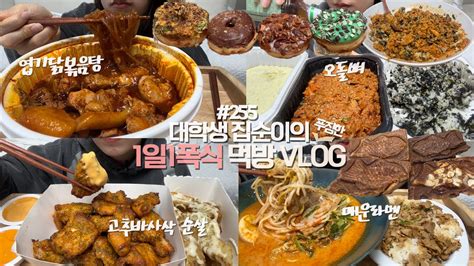 강제 24시간 굶고 1일1폭식하는 먹방vlog엽기닭볶음탕고추바사삭순살트러플감자오돌뼈주먹밥계란찜매운라멘불맛덮밥누텔라민트초코아몬드어니언도넛붕어빵