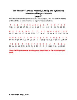 Set Theory Cardinal Number Listing And Symbols Of Subsets And Proper