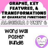 Key Features Of Quadratic Functions Vocabulary Posters Word Wall