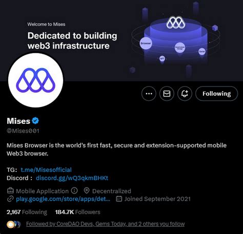 Documenting CORE On Twitter CORE Devs Are Following Mises Browser