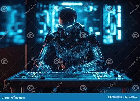 ai robot at work machine learning in action robot experiment generative ai stock illustration