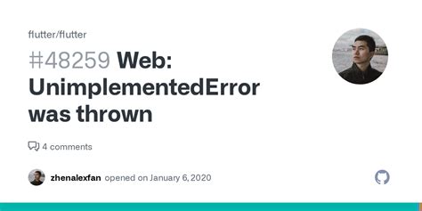 web unimplementederror was thrown · issue 48259 · flutter flutter